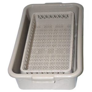 traex open half rack half tub beige silverware soak rack