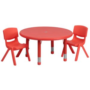 flash furniture 33rd red activity table set, 33" w x 33" d x 14.50"-23.75" h