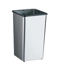 bobrick 2260 stainless steel floor-standing waste receptacle with open top, satin finish, 13 gallon capacity, 12-1/2" width x 22" height