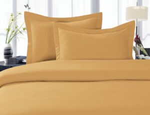 elegant comfort elegance linen 1500 thread count wrinkle resistant ultra soft luxurious egyptian quality 3-piece duvet cover set, gold, king/california king (1500 dc-king-gold)