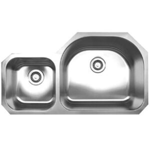 whitehaus whndbu3721-ss noah's collection 37 7/8-inch double bowl undermount sink, brushed stainless steel