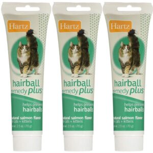 hartz hairball remedy plus paste for cats, natural salmon 2.50 oz(pack of 3)