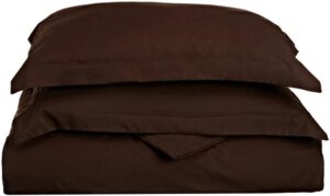 elegance linen 1500 thread count wrinkle resistant ultra soft luxurious egyptian quality 3-piece duvet cover set, king/california king, brown