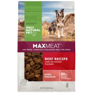 only natural pet maxmeat holistic air dried dry dog food - all natural, high protein, grain free and limited ingredient - made with real meat - beef with pumpkin & parsley 5.5 lb