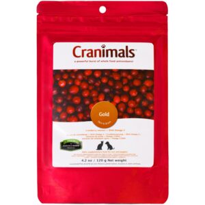 cranimals gold cranberry powder for cats - vegan dha omega 3, urinary health support - two pure ingredients, no additives - replace fish oil with cranberry antioxidants- 120g/ 4.2 oz bag