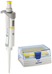 eppendorf 3120000046 single-channel research plus adjustable-volume pipetters, yellow operating button, volume range: 10 to 100 µl