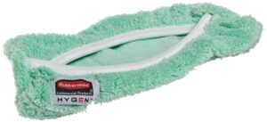 rubbermaid commercial hygen quick-connect flexible microfiber mop cover-dust and dirt, 8-inch, green, wet/drop mop frame for floor cleaning on title/hardwood/laminate floors