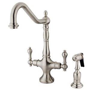 kingston brass ks1778albs heritage kitchen faucet, 8-1/4-inch, brushed nickel