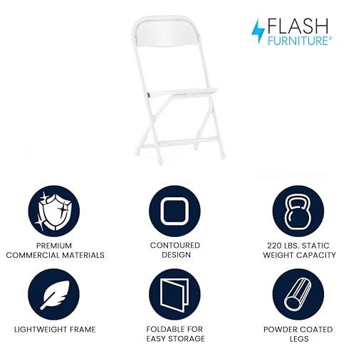 Flash Furniture Kids White Plastic Folding Chair