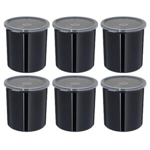 carlisle foodservice products classic round storage container crock with lid for kitchen, restaurants, home, plastic, 2.7 quarts, black, (pack of 6)