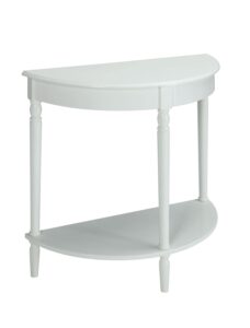 convenience concepts french country half-round entryway table with shelf, white