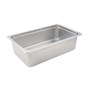 winco spjm-106 full size steam table pan, 6" deep, anti-jamming, stainless - stainless steam table