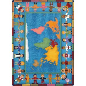 joy carpets hands around the world area rug in color multi, 5'4" x 7'8"