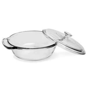 anchor hocking 2 quart round glass casserole baking dish, medium