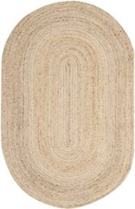 safavieh cape cod collection area rug - 5' x 8' oval, natural, handmade flat weave jute, ideal for high traffic areas in living room, bedroom (cap252a)