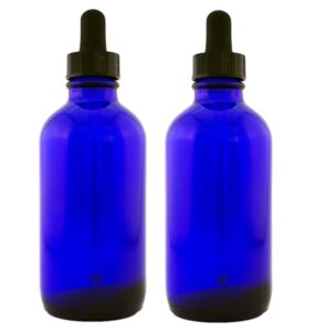 cocktail bitters cobalt blue glass dropper bottle - empty - 4 oz