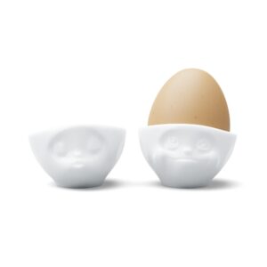 fiftyeight products tassen porcelain egg cup set no. 1, kissing & dreamy face edition, white (set of two egg cups)