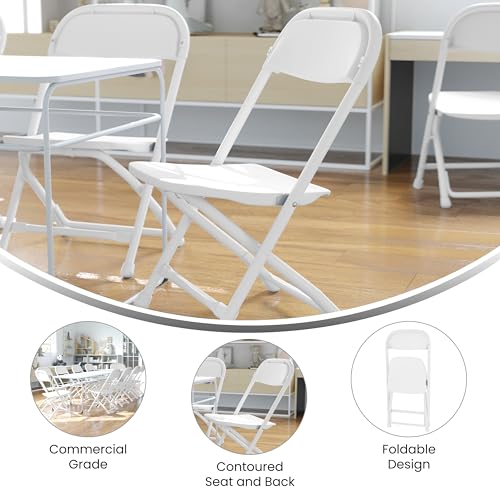 Flash Furniture Kids White Plastic Folding Chair