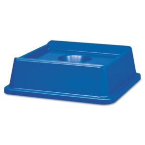 rubbermaid 2791blu untouchable bottle & can recycling top, square, 20 1/8 x 20 1/8 x 6 1/4, blue