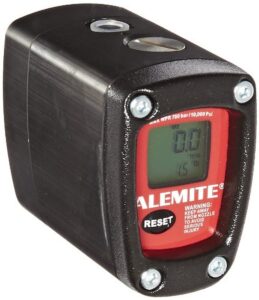 alemite 3530 grease meter, 10,000 psi max operating pressure, 3.2 oz./min - 88 oz./max flow, 1/8" nptf inlet and outlet