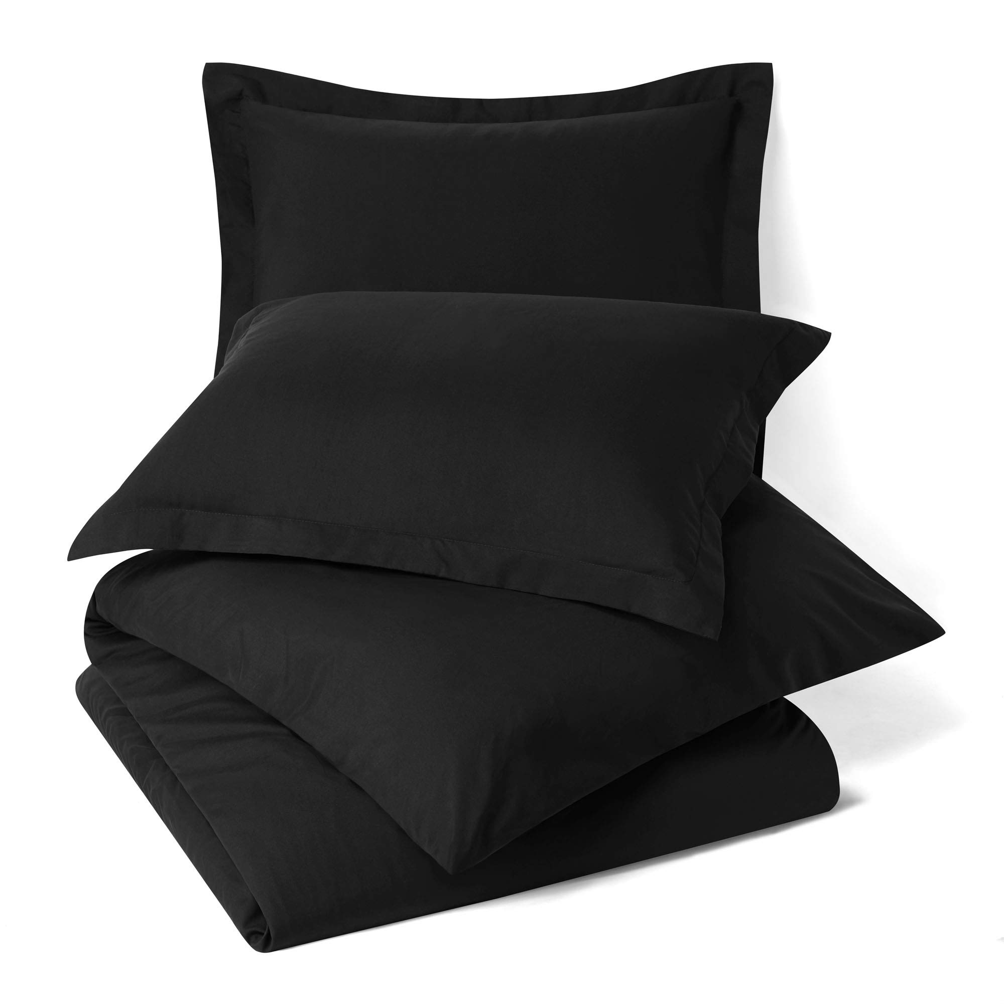 Clara Clark Duvet Cover Ultra Soft Double Brushed Microfiber - Comforter Cover with Button Closure and 2 Pillow Shams, Black, Full - 80"x90"