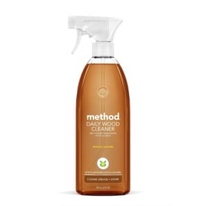 method daily wood cleaner, almond, plant-based formula that cleans shelves, tables and other wooden surfaces while removing dust & grime, 28 oz spray bottles, (pack of 1)