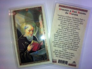 holy prayer cards for the prayer to san benito (saint benedict) in spanish.