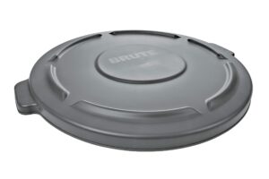 rubbermaid commercial products brute heavy-duty round trash/garbage lid, gray, compatible with the 44-gallon rubbermaid brute trash can, pack of 4