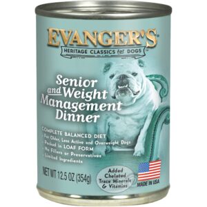 evanger's heritage classics senior & weight management for dogs - 12, 12.5 oz cans