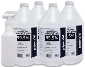 4 gallons (4x1 case) isopropyl alcohol 99.5% - made in usa high purity ipa - includes an empty trigger spray bottle