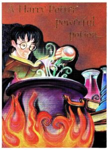 harry potter powerful potions die-cut birthday greeting card