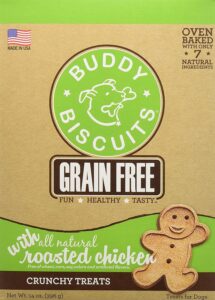 buddy biscuits 14 oz box of grain-free crunchy dog treats made with natural roasted chicken