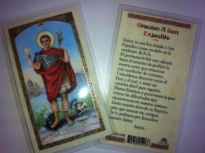 holy prayer cards for the prayer to saint expedito in spanish (saint expedite)