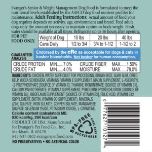 Evanger's Heritage Classics Senior & Weight Management for Dogs - 12, 12.5 oz Cans