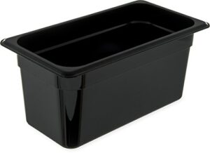 carlisle foodservice products storplus food storage container food pan, chafing pan for catering, buffets, restaurants, polycarbonate (pc), 1/3 size 6 inches deep, black, (pack of 6)