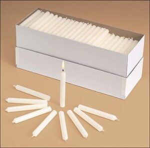 will & baumer church service memorial vigil ceremony unscented white 1/2 x 5 3/4 inch candles - 100 per box