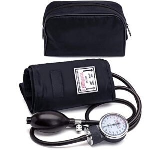 santamedical adult deluxe aneroid sphygmomanometer - professional blood pressure monitor with adult black cuff and carrying case (light black)