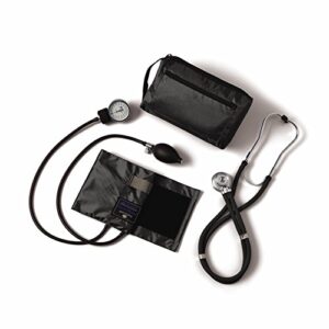 medline compli-mates professional aneroid sphygmomanometer and sprague rappaport stethoscope kit, carrying case included, adult size, black, 1 kit