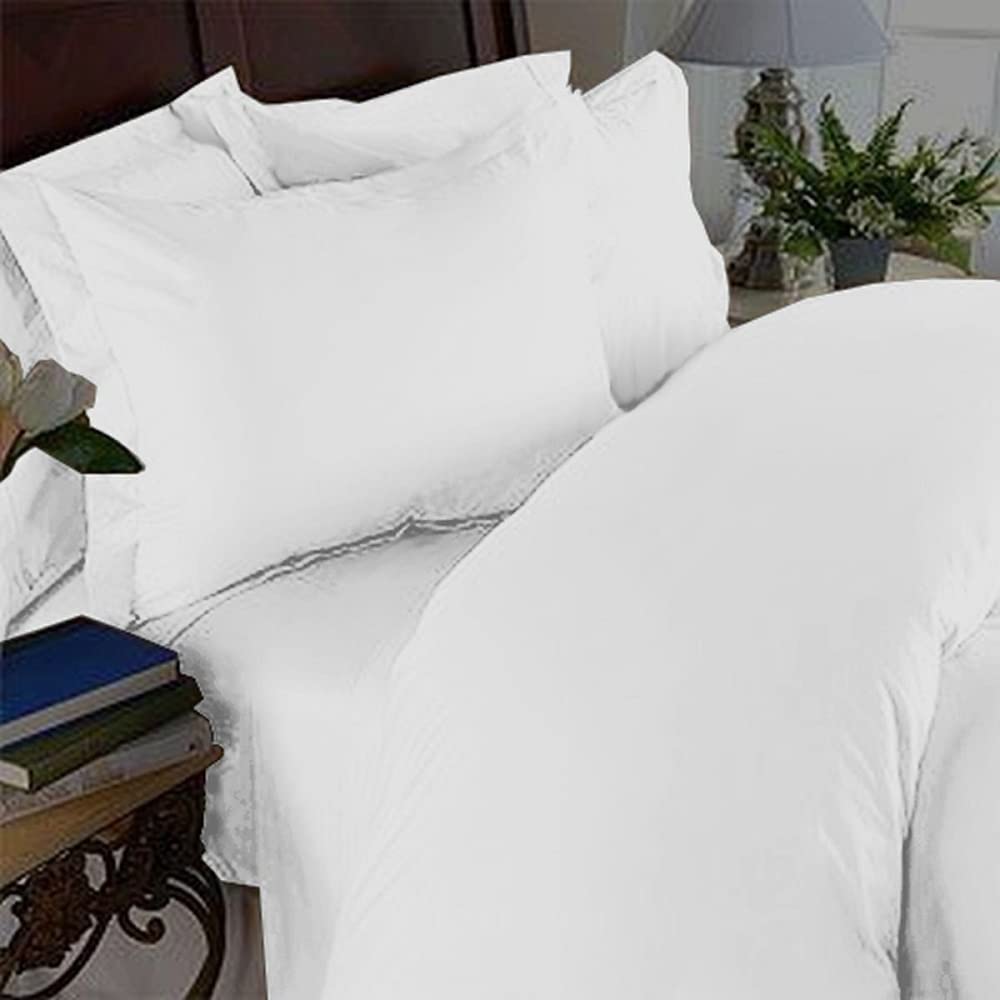 Elegance Linen 1200 Thread Count Full/Queen Size Egyptian Quality 3pcs Duvet Cover, White