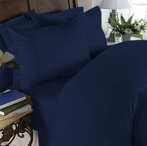 elegance linen wrinkle-free- 1500 thread count queen size egyptian quality 3pcs duvet cover, solid navy blue