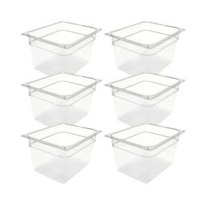 carlisle foodservice products storplus 1/2-size food pan for catering, buffets, and restaurants, polycarbonate, 8 inches deep, clear, (pack of 6)