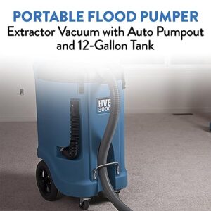 Dri-Eaz HVE 3000 Portable Flood Pumper with Auto Pump-Out and 12-Gallon Tank, Water Extractor (F479), Water Vacuum for Flooding