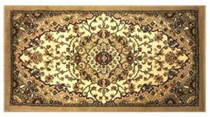 bellagio traditional oriental door mat design 401 ivory (24 inch x 40 inch)