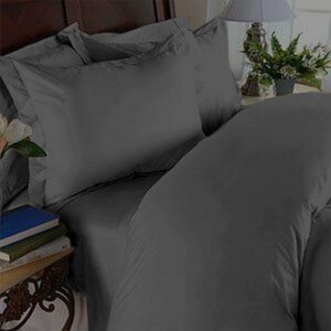 elegance linen wrinkle-free- 1500 thread count queen size egyptian quality 3pcs duvet cover, gray