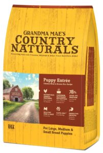 grandma mae's country naturals grain inclusive dry dog food 26 lb puppy chicken & brown rice