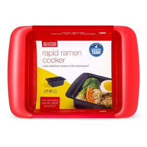 rapid ramen cooker | microwavable cookware for instant ramen | bpa free and dishwasher safe | perfect for dorm, small kitchen or office | bright red