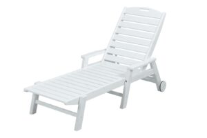 polywood ncw2280wh nautical outdoor arms and wheels, stackable lounge, white chaise