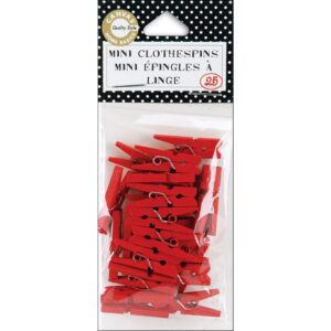 canvas corp cvs2137 1-inch-by-.25-inch mini red clothespins 25 pieces