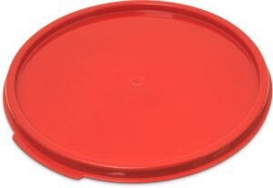 carlisle foodservice products storplus round food storage container lid with stackable design for catering, buffets, restaurants, polypropylene (pp), 6 to 8 quarts, red, (pack of 12)