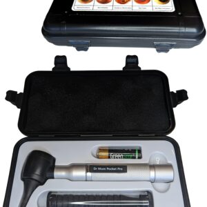 【Lifetime Warranty】4th Generation Doctor Mom LED Pocket Pro Otoscope with Both Adult and Pediatric Disposable Specula Tips, Battery, and Protective Hard Plastic Case